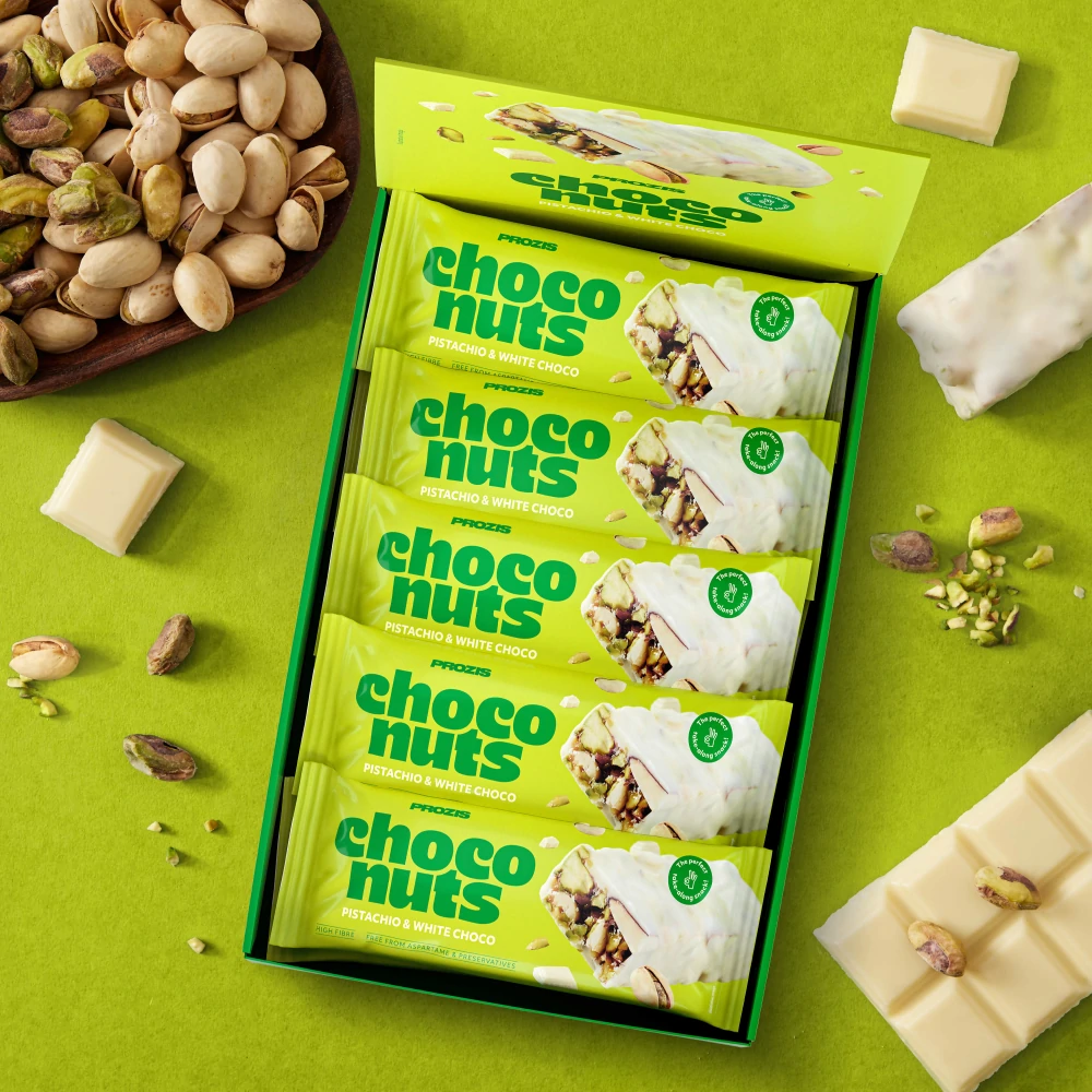 ChocoNuts - Pistácio e Chocolate Branco x 10 - Barras e Snacks On The ...