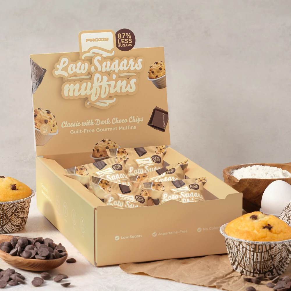 Low Sugar Muffins (6 units) - Dark Choco Chips - Bakery | Prozis