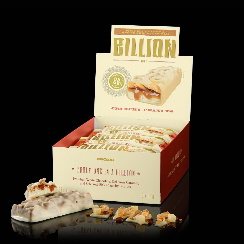 Billion - Barra Proteica de Amendoim e Chocolate Branco x 9 - Barras e ...