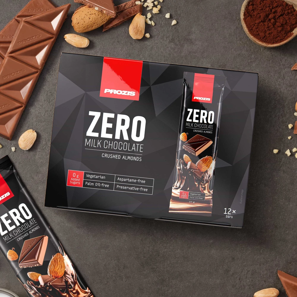 Chocolat au Lait Zero - Amandes - 12 barres - Glaces et Desserts | Prozis