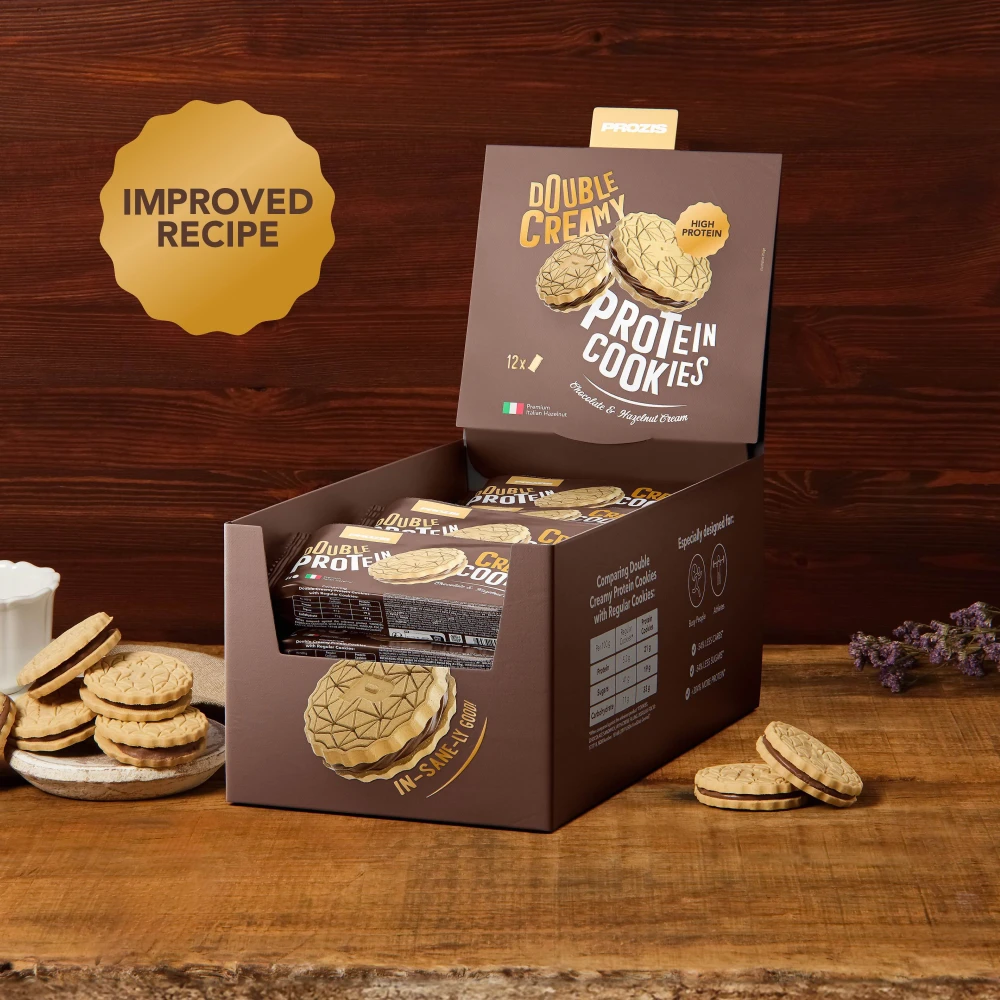 Double Creamy Protein Cookies (12 packs of 4) - Chocolate & Hazelnut ...