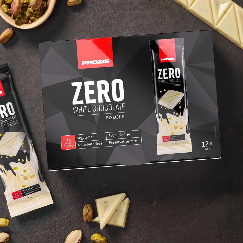 Zero White Chocolate - Pistachio - 12 bars - Ice Cream & Desserts | Prozis