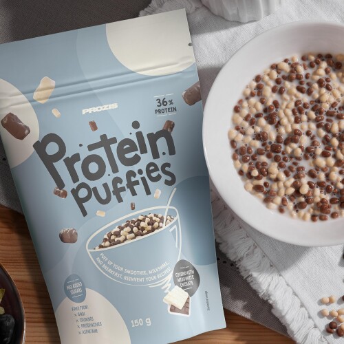 Protein Puffies - Chocolate Duo - Copertura di cioccolato bianco e al ...