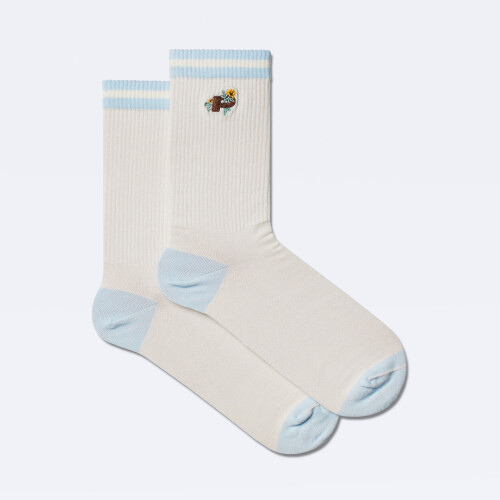 Bloom Crew Socks - Off White / Light Blue - Clothing | Prozis