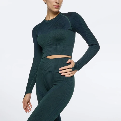 Power Peach Girls Langarm-Crop Top - Navy Blue / Green - Bekleidung ...