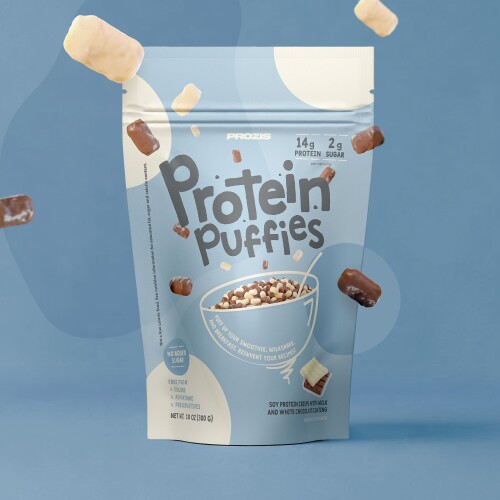 Protein Puffies - Chocolate Duo - White & Milk Chocolate Coating 10 oz ...