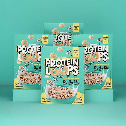 Protein Loops - High Protein Cereal - Cinnamon Roll 7oz (Pack of 4 ...